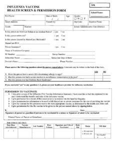 Influenza Vaccine Form - China Middle